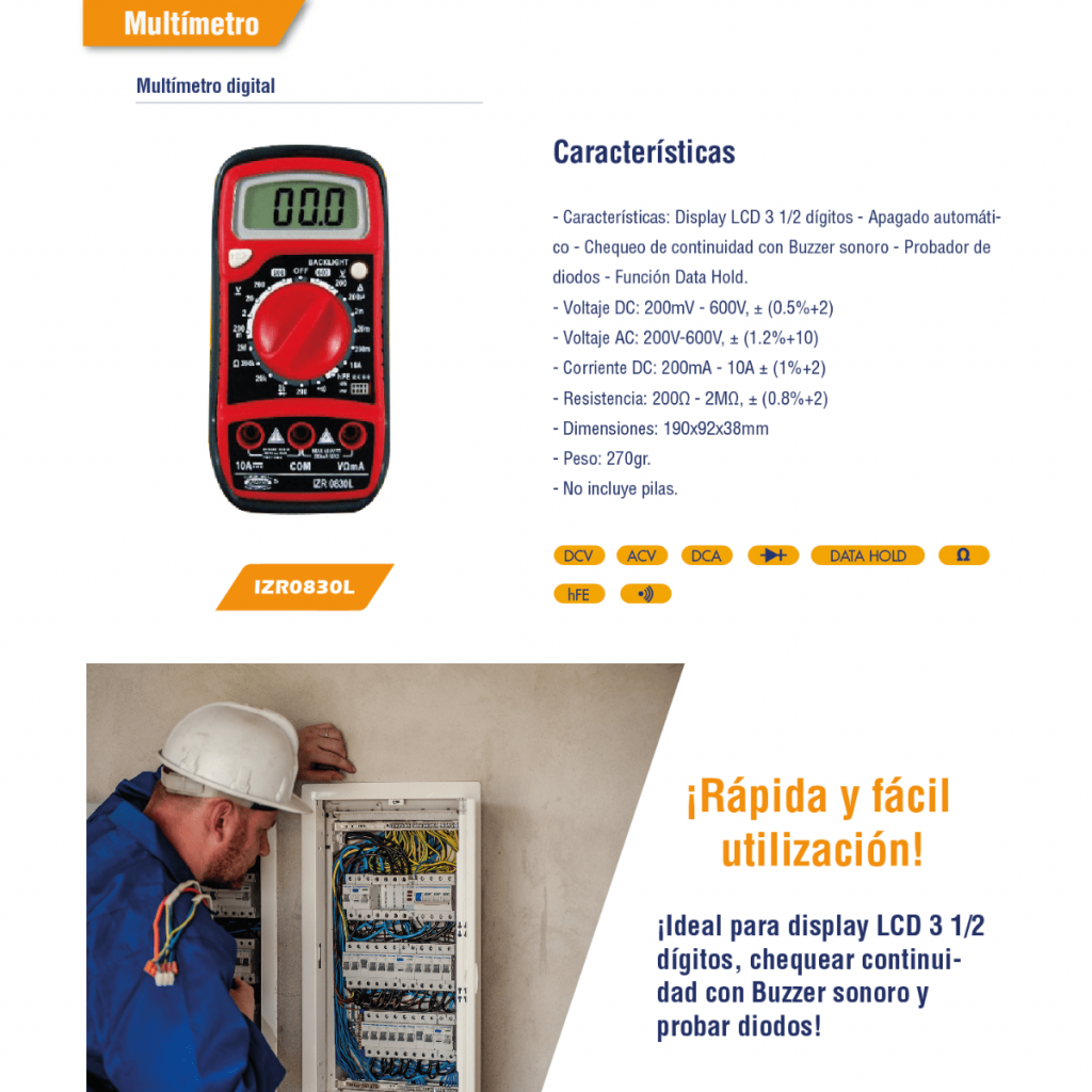 Tester Multimetro Digital Zurich Transistores Buzzer Diodos – Hipercom